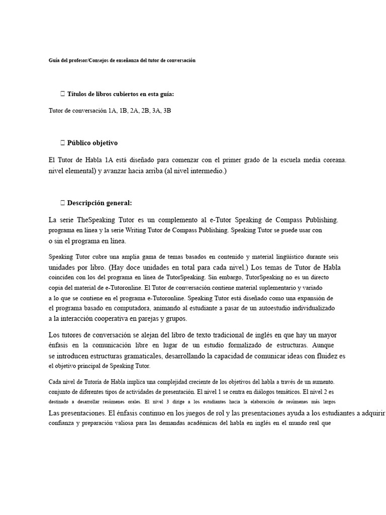 Tutor de Conversación 3A TG | PDF | Gramática | Disco compacto