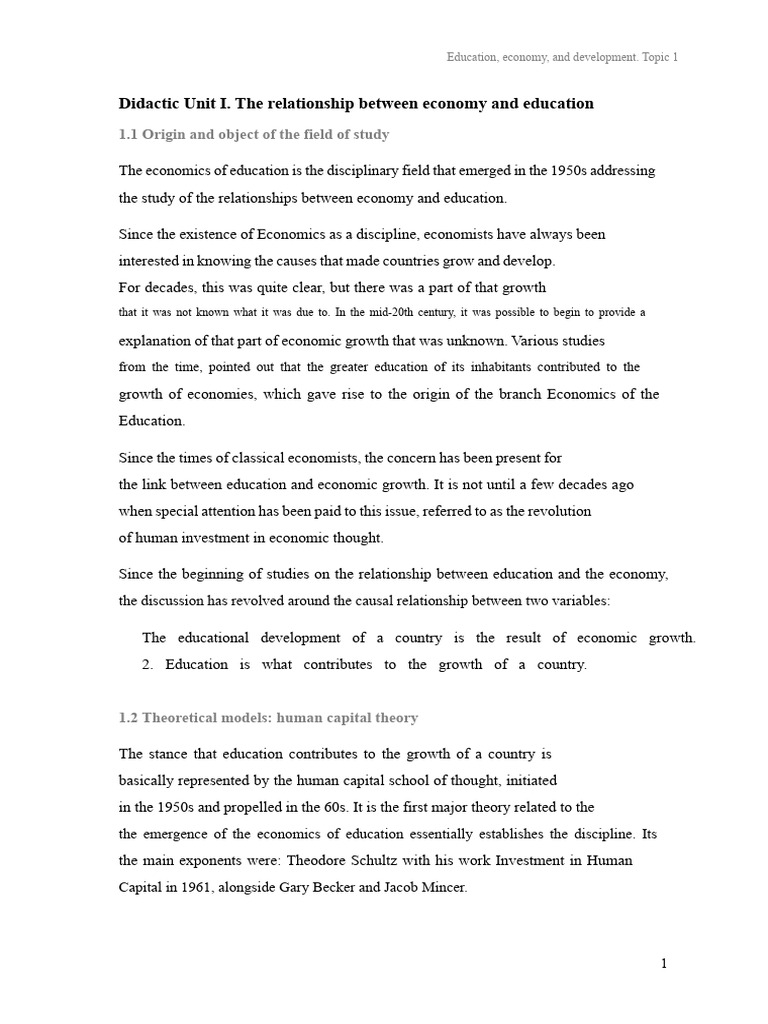 The Relationship Between Economy and Education | PDF | Human Capital ...