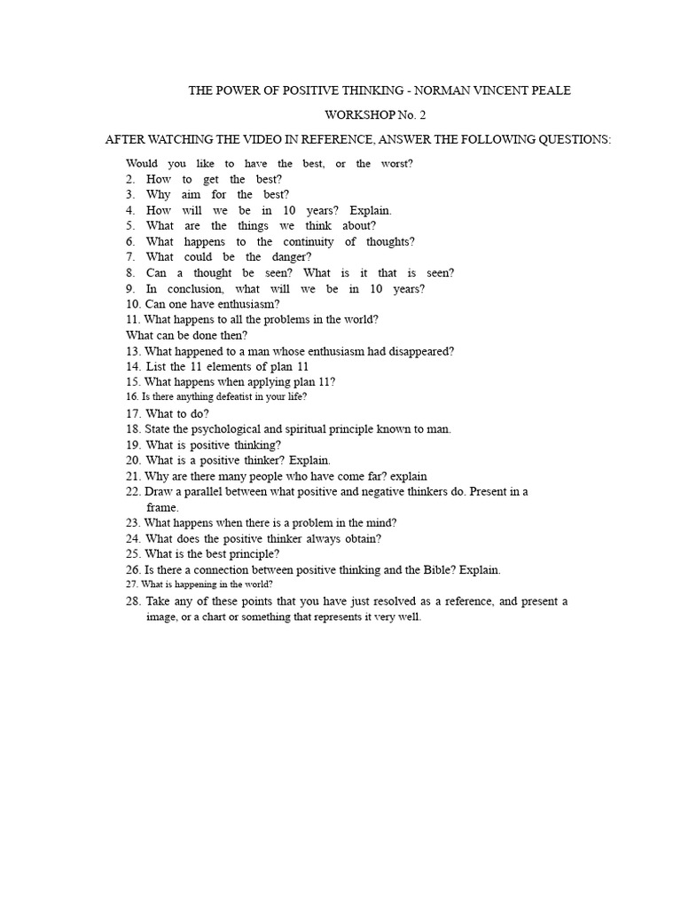 Positive Thinking Workshop Insights | PDF