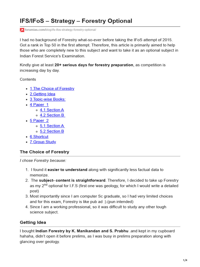 IfS - IFoS - Strategy - Forestry Optional | PDF | Forestry | Forest ...