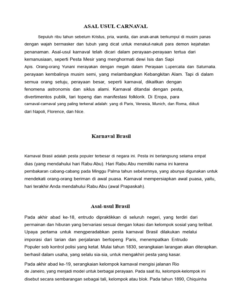 Buku Panduan Karnaval Kelas 9 Dan Sekolah Menengah | PDF