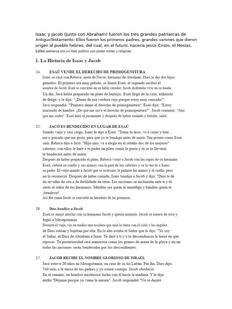 Historia de Isaac y Jacob | PDF | Jacob | Isaac