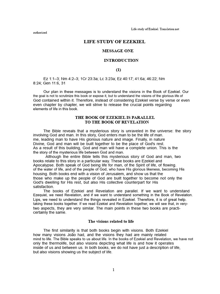 Life Study of Ezekiel | PDF | Book Of Revelation | Revelation