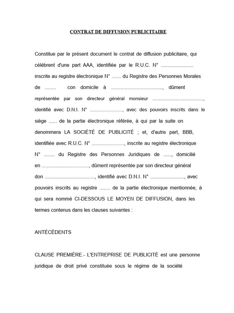 Contrat de Diffusion Publicitaire | PDF | Arbitrage