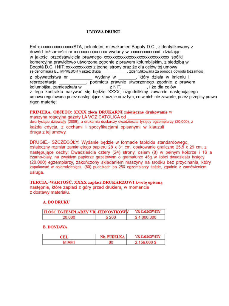 Model Umowy Wydruku | PDF