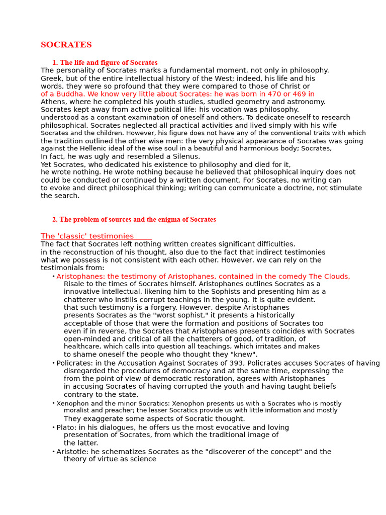Summary of Socratic Philosophy (Federica Angioni) | PDF | Socrates | Virtue