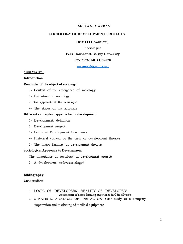 sociology_courses_development_projects_Méité | PDF | Sociology | Economics