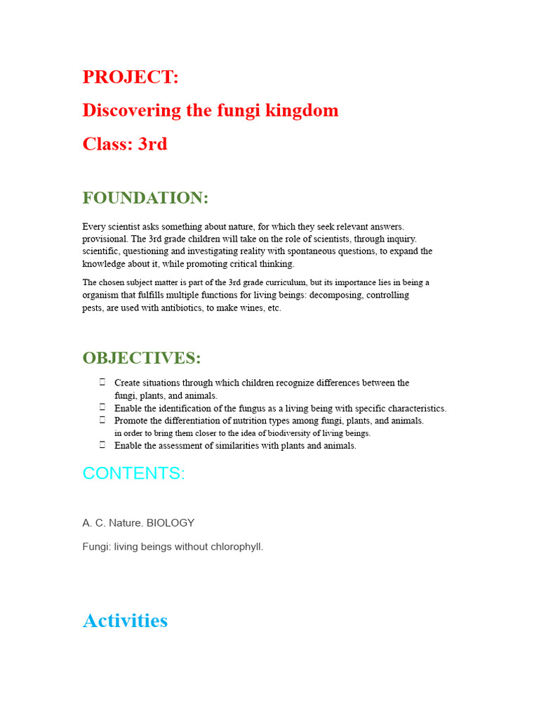 PROJECT Fungi | PDF