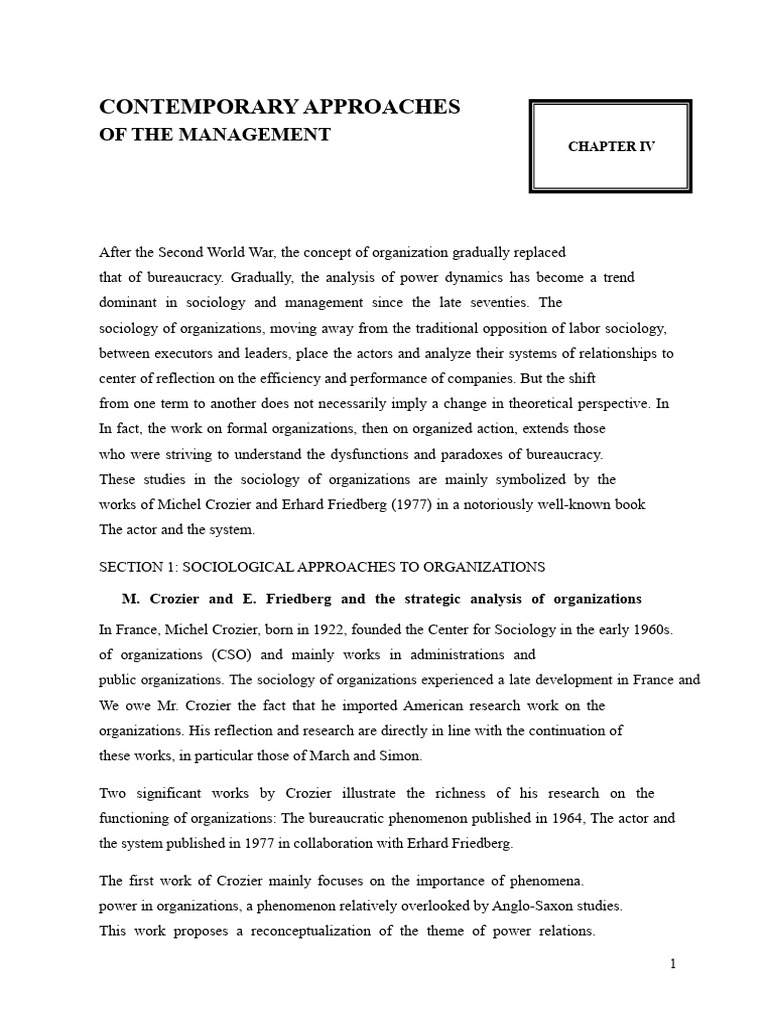 CHAP. 4 CONTEMPORARY APPROACHES TO MANAGEMENT | PDF | Power (Social And Political) | System