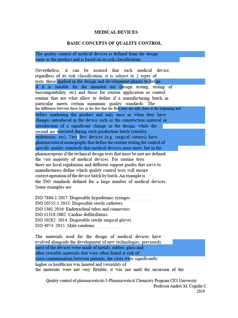 Quality Control in Medical Devices | PDF | Medical Device | Injection ...