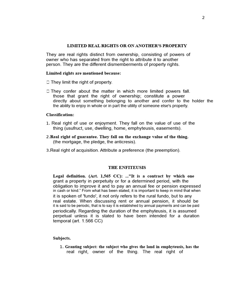 Understanding Limited Real Rights | PDF | Property | Civil Law (Common Law)