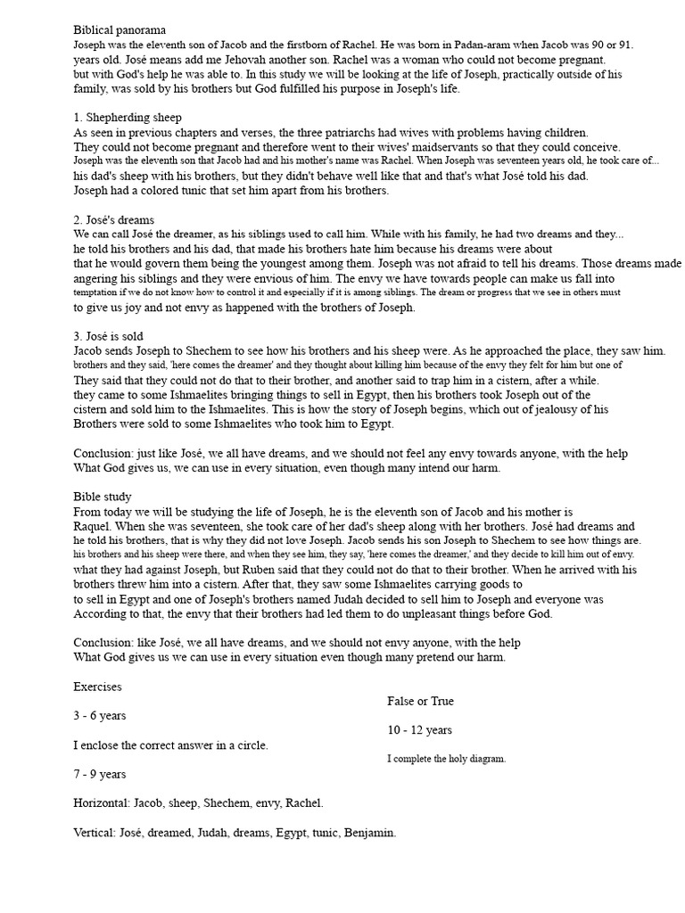 JOSE AND HIS BROTHERS | PDF | Jacob | Rachel