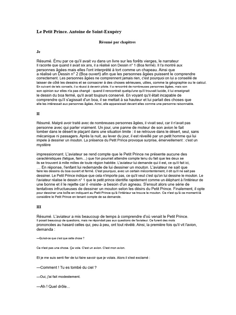 Le Petit Prince - Résumé Par Chapitres | PDF | Le Petit Prince