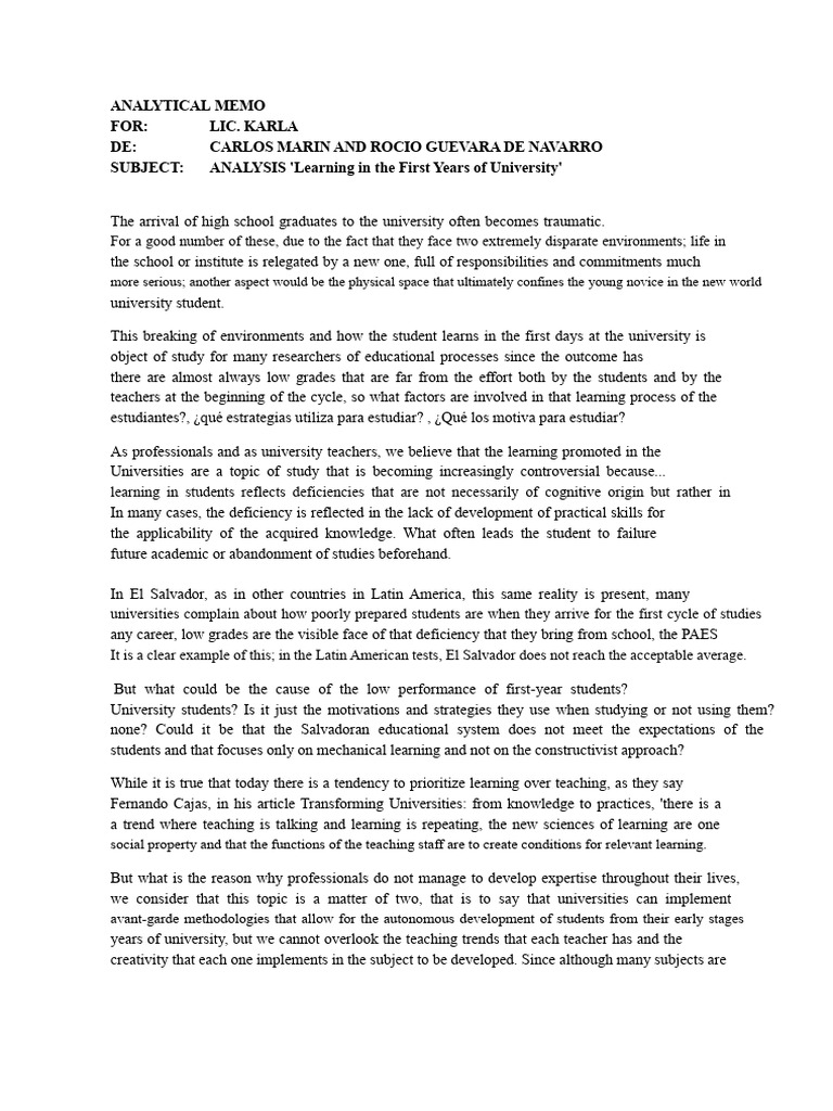 Analytical Memo 1 | PDF | Motivational | Motivation