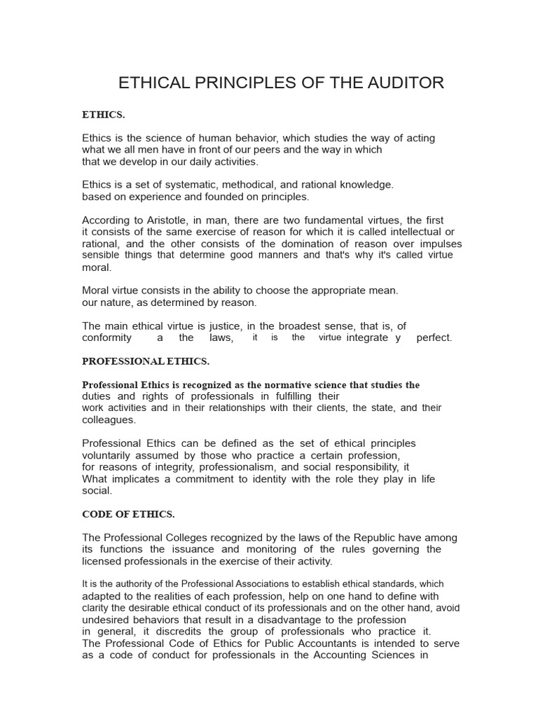 Auditor Ethical Principles Explained | PDF | Financial Audit | Audit