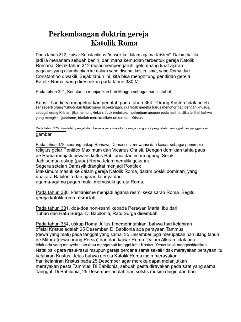 Pengembangan Doktrin Gereja Katolik Roma | PDF