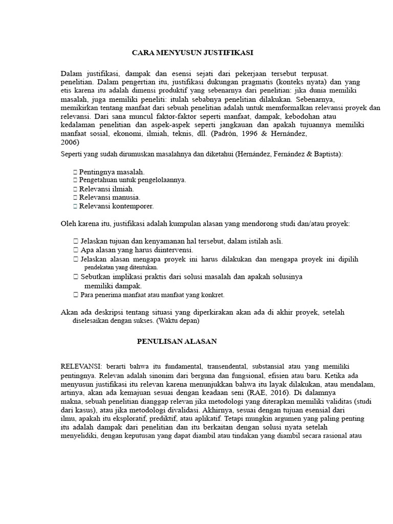 Bagaimana Menulis Justifikasi | PDF
