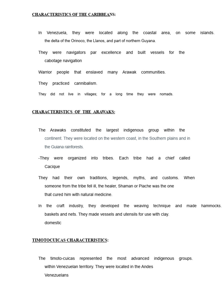 Arawak and Carib Indigenous Cultures | PDF