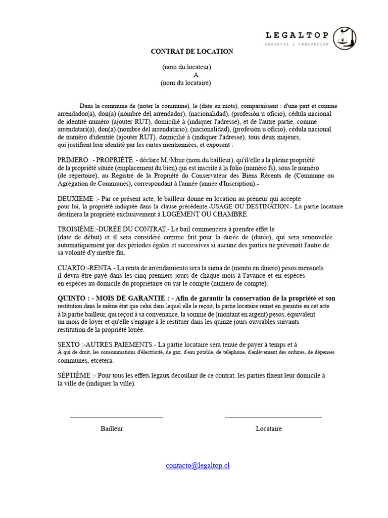 Contrat de Location Simple | PDF | Location