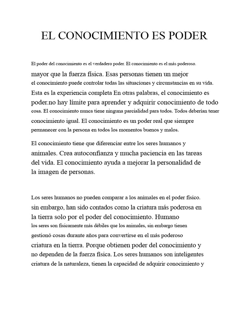 El Poder Transformador del Conocimiento | PDF | Conocimiento | Humano