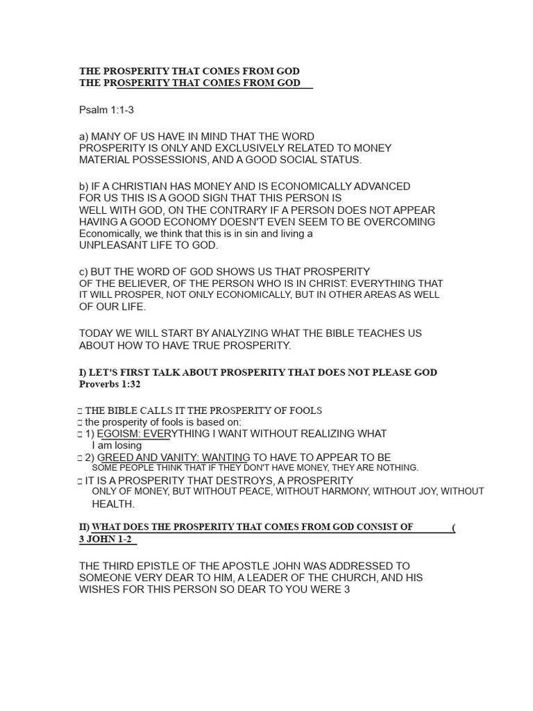 True Prosperity from God Explained | PDF | Jesus | Salvation