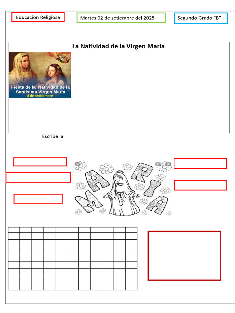 FICHA Relg Natividad de La Virgen Maria | PDF | María, madre de Jesús ...