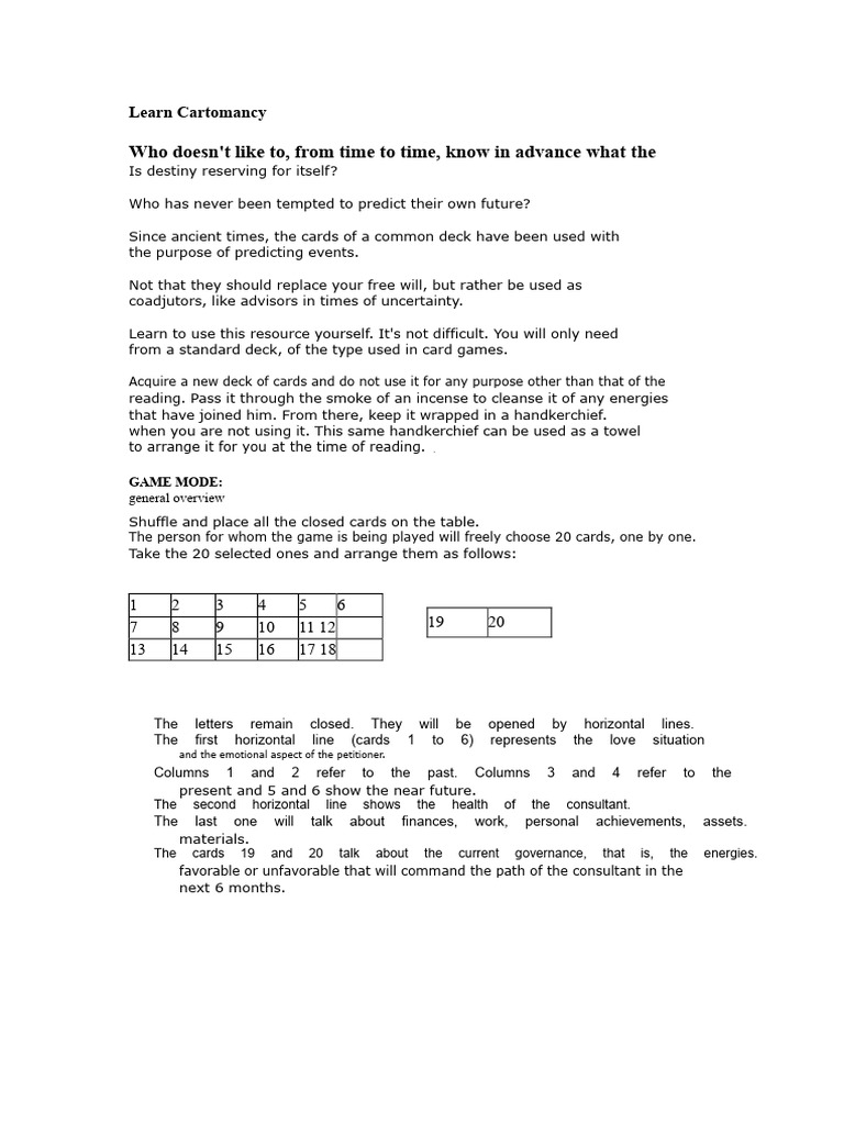 Learning Cartomancy The Easy Way | PDF