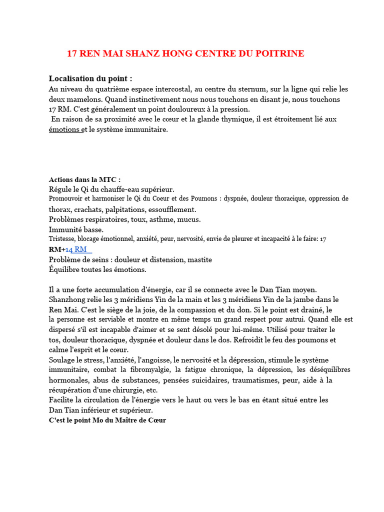 17 RM : Point Shanzhong et Émotions | PDF | IQ | Anxiété