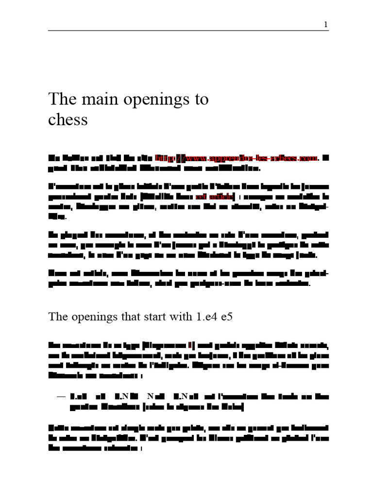Learn The Main Chess Openings | PDF | Chess Openings | Board Games
