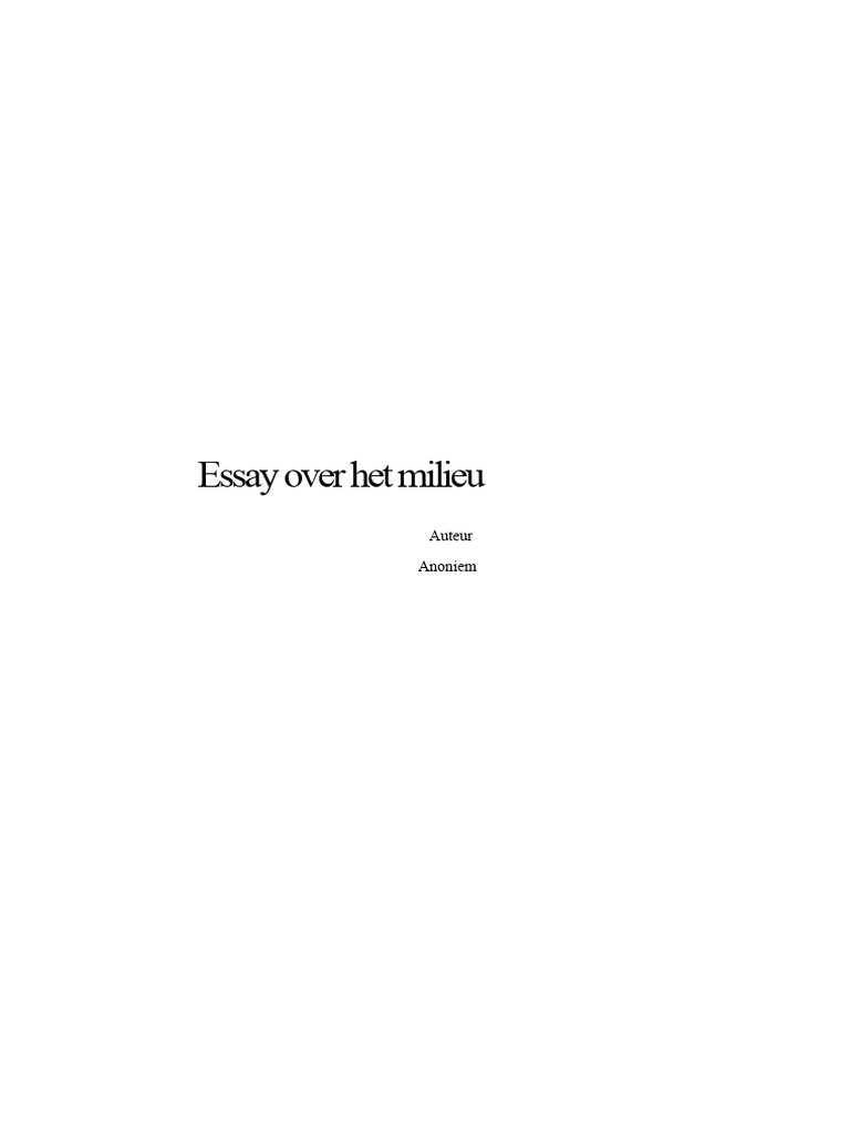 Essay Over Het Milieu - Kopie | PDF