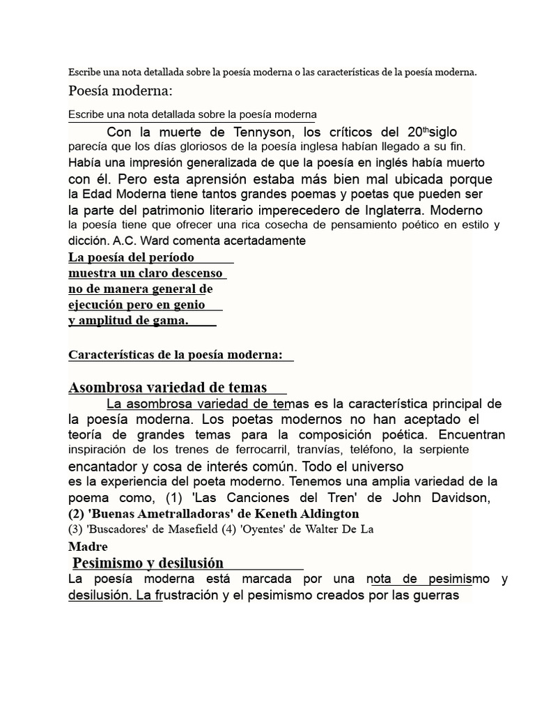 Características de la poesía moderna | PDF | TS Eliot | Poesía