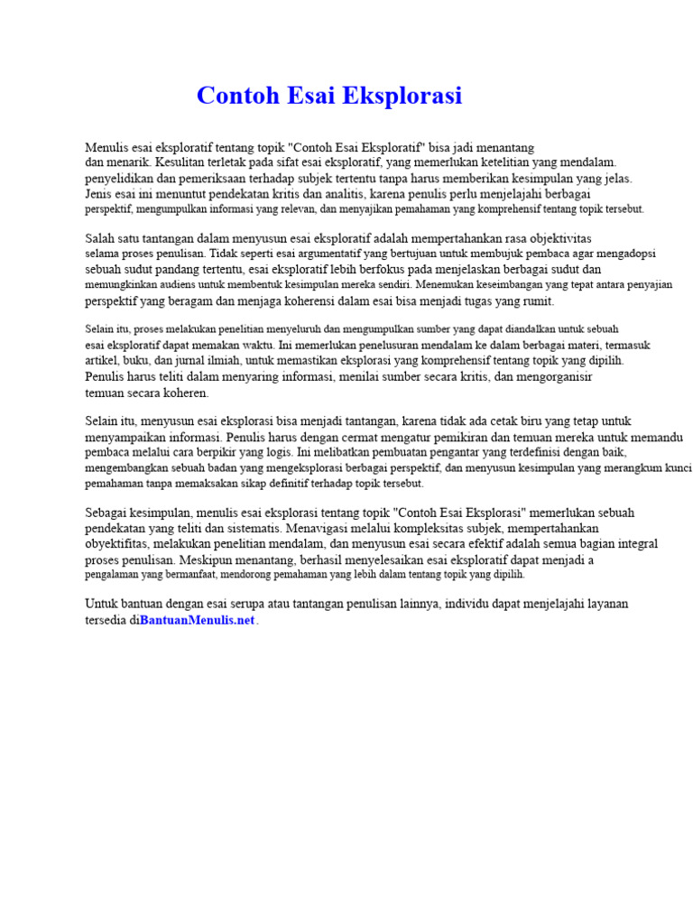 Contoh Esai Eksploratif | PDF