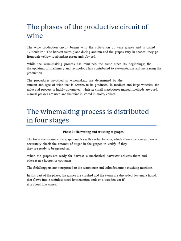 Phases of Wine Production Process | PDF | Winemaking | Wine