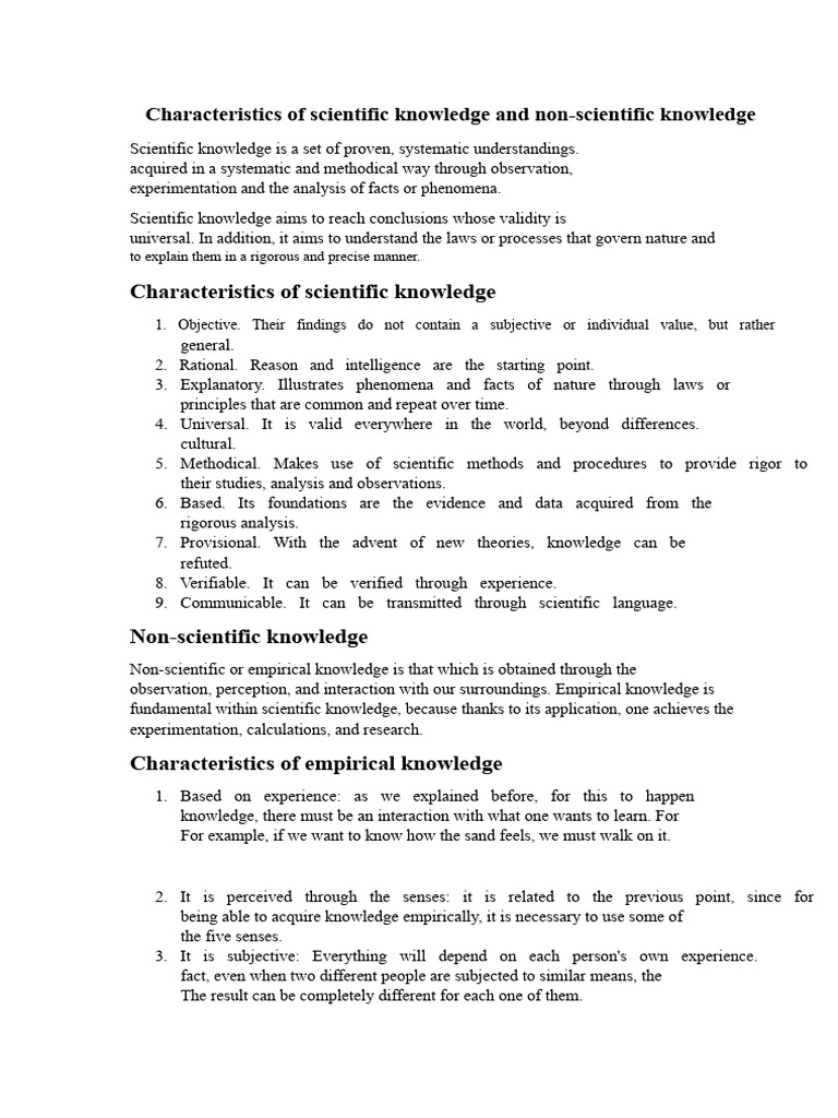 Differences Between Scientific and Empirical Knowledge | PDF ...