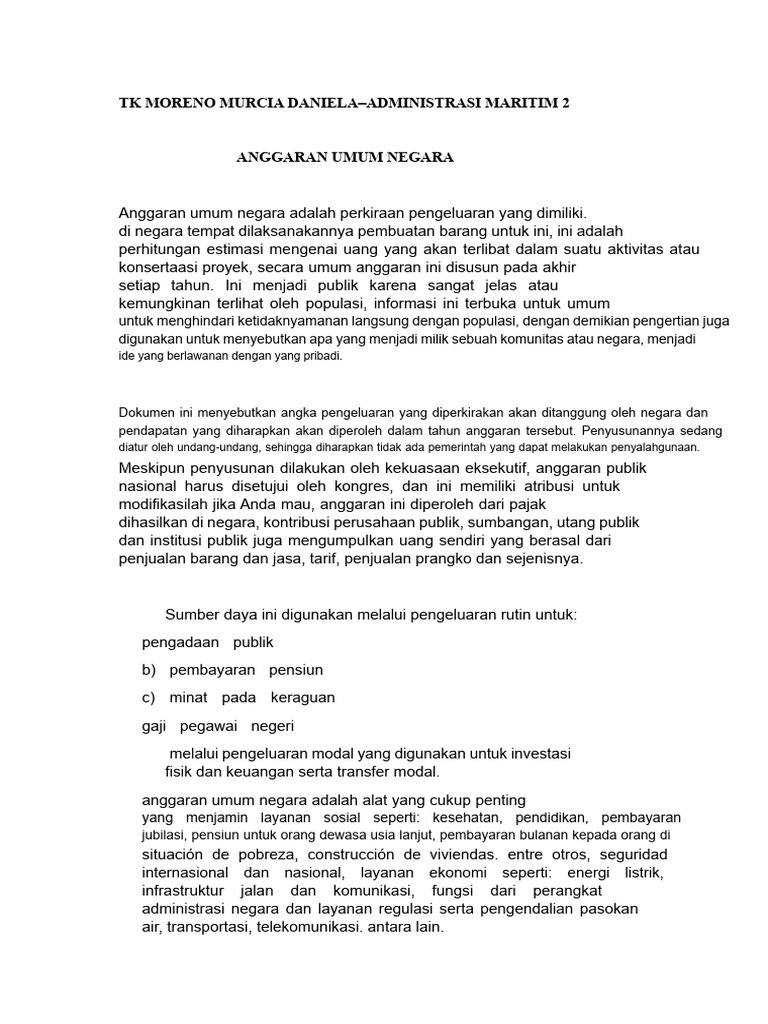 esai anggaran umum negara.docx | PDF