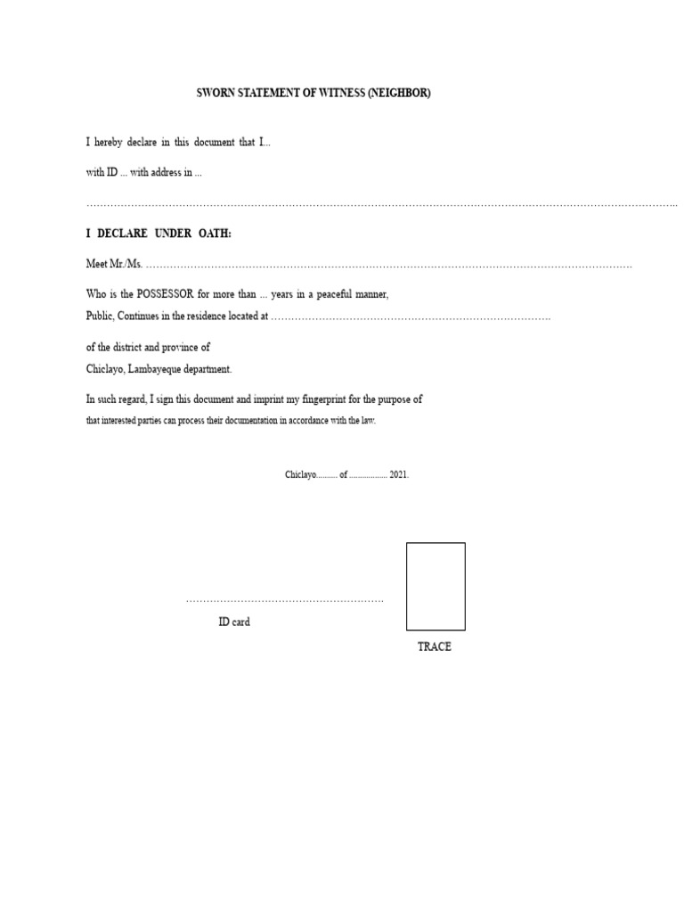 Sworn Statement of Witness | PDF