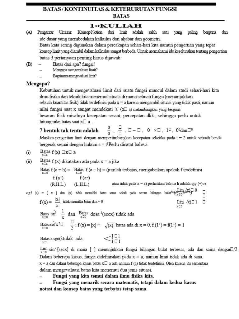 Memahami Konsep Limit dalam Kalkulus | PDF