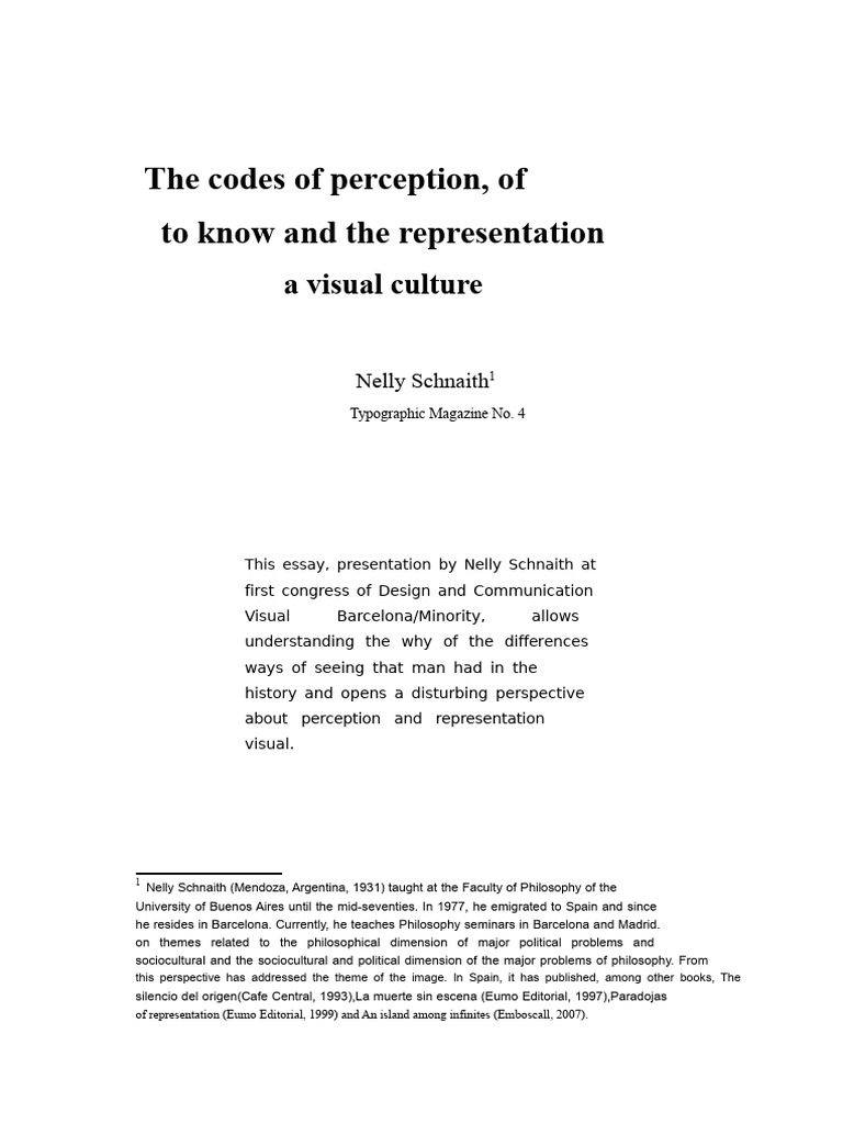 Visual Codes in Cultural Perception | PDF | Experience | Perception