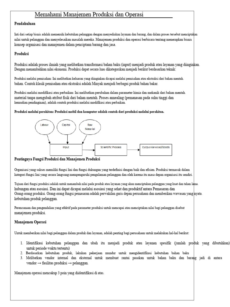 Memahami Manajemen Produksi Dan Operasi | PDF