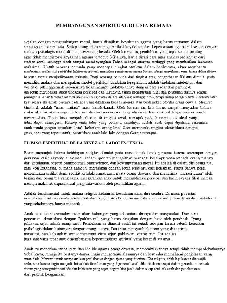 Pembangunan Spiritual Remaja | PDF