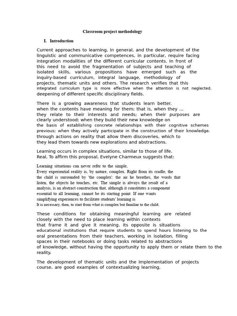 Effective Project Methodology in Education | PDF | Thought | Learning