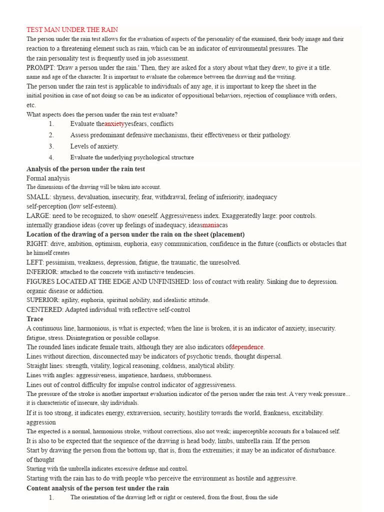 Recommendations for Tests Under the Rain | PDF | Anxiety | Feeling
