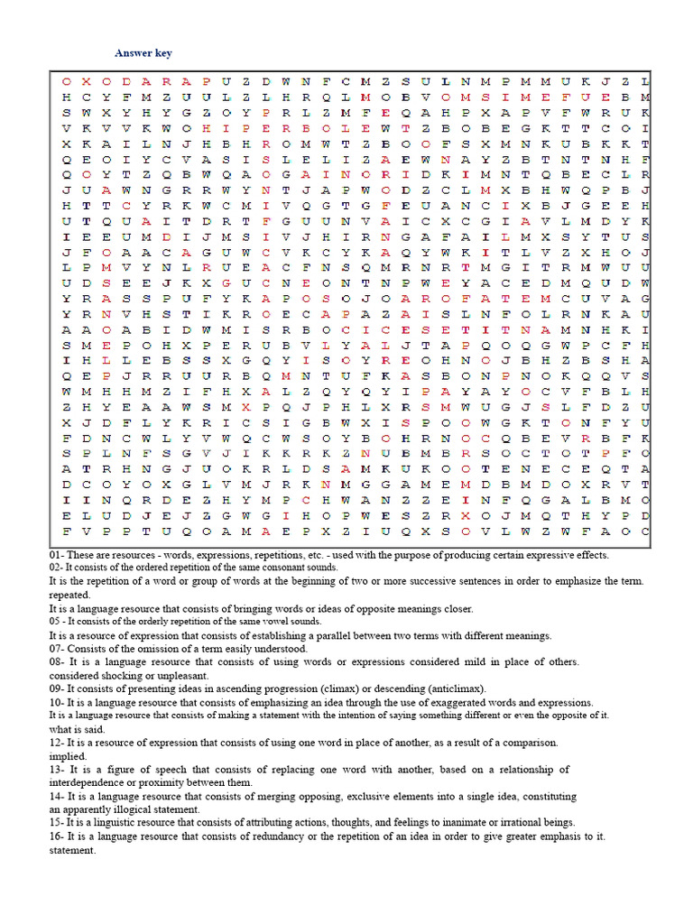 Figures of Speech Word Search with Answers | PDF | Metaphor | Word