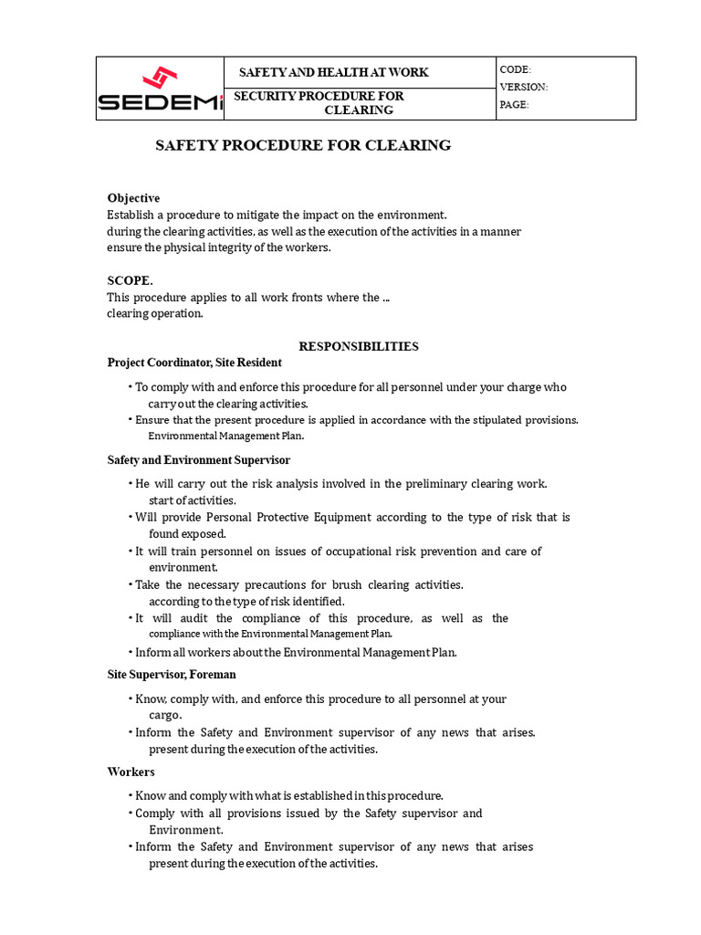 2. CLEARING PROCEDURE | PDF | Safety