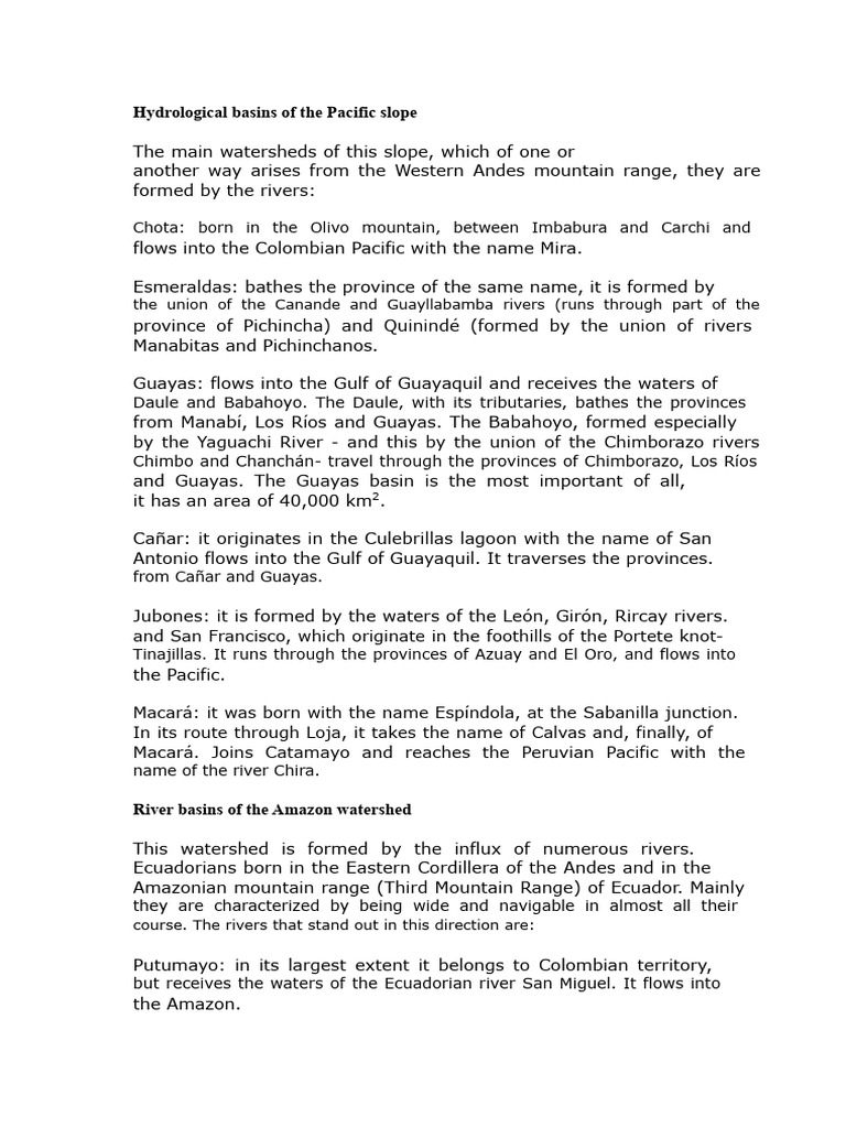 Watersheds of the Pacific slope | PDF | Bodies Of Water | Physiographic Divisions