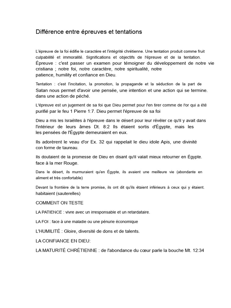 Épreuves et tentations : différences clés | PDF | Dieu | Satan