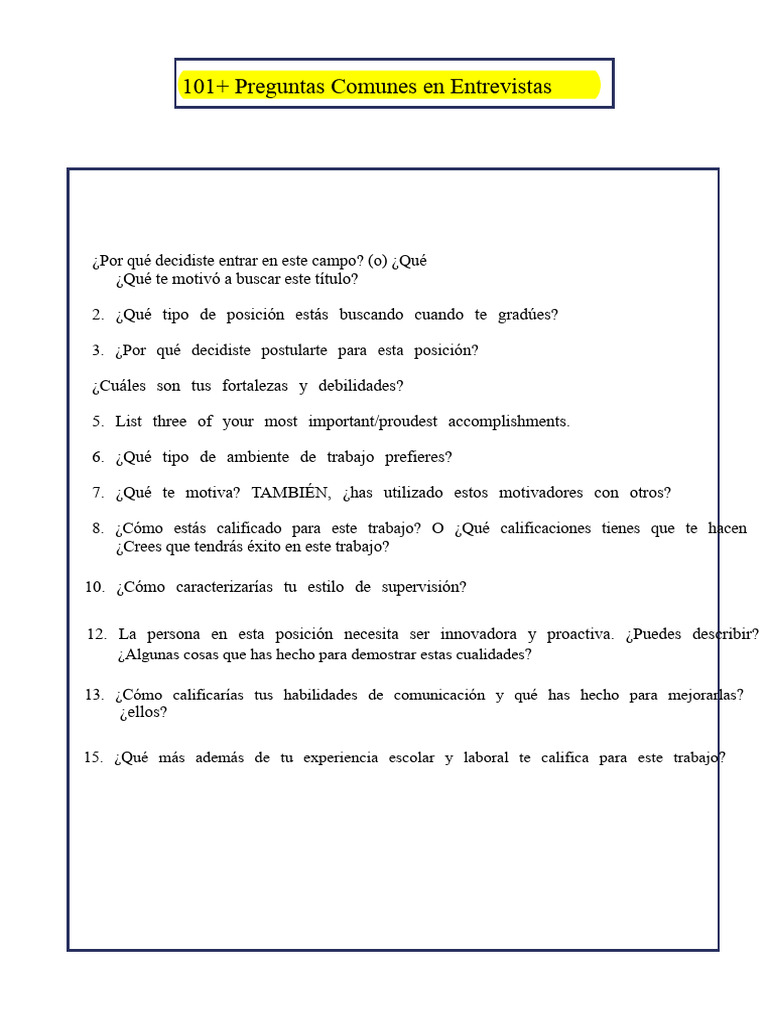 Preguntas Comunes en Entrevistas | PDF