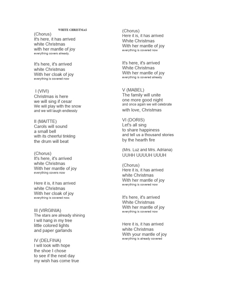 WHITE CHRISTMAS LYRICS | PDF