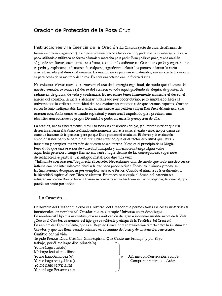 Oración de Protección de La Rosa Cruz | PDF | Oración | Dios