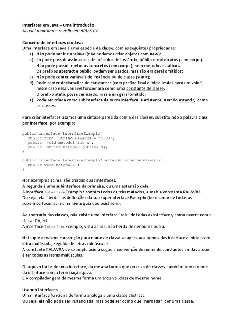 Interfaces em Java | PDF